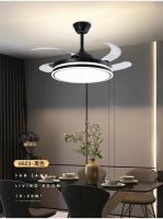China Wholesale   Popular 48inch High Wind Power Silent LED Ceiling Fan Light Variable Frequency Invisible Fan Light For Restaurant for sale