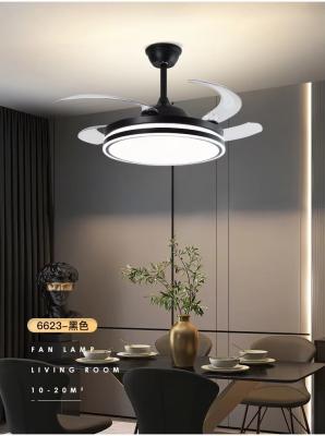 China Wholesale   Popular 48inch High Wind Power Silent LED Ceiling Fan Light Variable Frequency Invisible Fan Light For Restaurant for sale