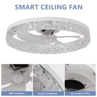 China Wholesale, manufacturer, factory，batch,tailered, customized         Modern Acrylic Ceiling Fan Light Remote Control Dimmable LED Chandelier 6 Speed Quiet Motor Flush Mount For Living Room Bedroom for sale