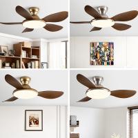 China wholesale   LED Ceiling Fan Lights factory- Low Floor Ceiling Fan 5 Blades Solid Wood Integrated High Wind Ceiling Fan Light for sale