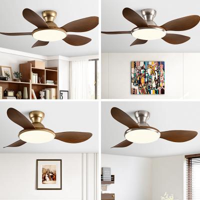 China wholesale   LED Ceiling Fan Lights factory- Low Floor Ceiling Fan 5 Blades Solid Wood Integrated High Wind Ceiling Fan Light for sale