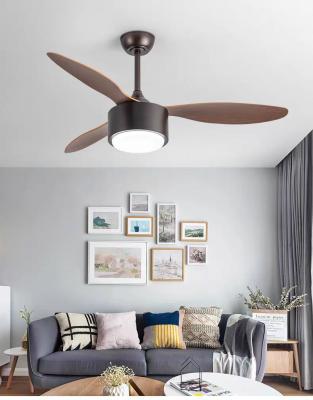 China Manufactory LED Ceiling Fan Lights factory - Gray Solid Wood Blade Ceiling Fan 52 Inch DC Motor Ceiling Fans With LED Lights for sale