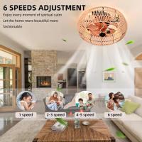 China simple and elegant Wholesale Cheap Price Rattan Home Caged Remote Control DC Motor Led E27 Ceiling Light With Fan for sale