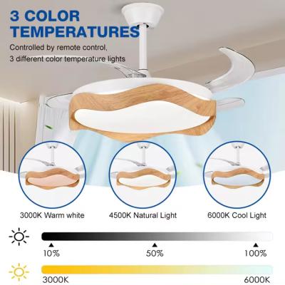 China Outstanding Power Hot Selling 42 Inch Natural Wind Slient Bedroom Living Room Remote Control Dimmable 3CCT Invisible Led Ceiling Fan for sale