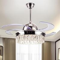 China Remote Control Crystal Ceiling Fan Light D490 H220mm Functional Decorative Lighting Fan for Residential Applications for sale