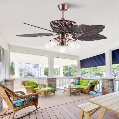 China Luxury 52 Inch AC Motor Classic Ceiling Fan with Pull Chain and Remote Control 5 Blades Ceiling Fan with Light for sale