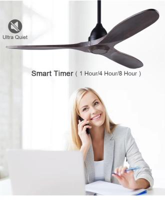 China European Style 52 Inch Ceiling Fan Energy Efficiency Solid Wood Blade Ceiling Fan With Dc Motor Ventilador De Techo Con Luz for sale