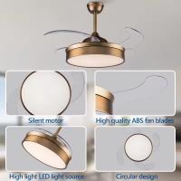 China Wholesale Custom 48'' Chandelier 4 Blades Moto Retractable Invisible Led Ceiling Fan With Light and Remote Control for sale