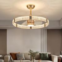 China 2026 New Style Light Luxury Crystal Ceiling Lamp Round Home & Living Room Chandelier with Fan Home & Bedroom Crystal Fan Light for sale