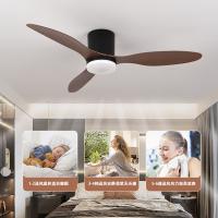 China American Solid Wood LED Ceiling Fan Lamp Straight Leaf Chandelier Air Cooling Electric Solar for Outdoor Household Restaurant for sale
