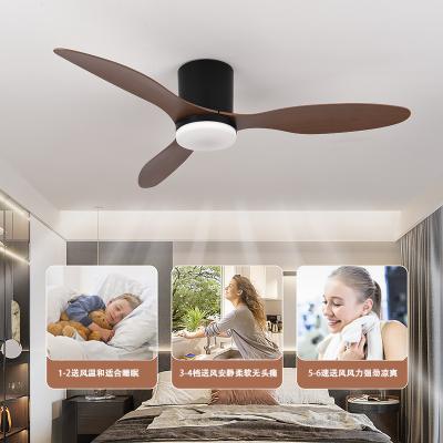 China American Solid Wood LED Ceiling Fan Lamp Straight Leaf Chandelier Air Cooling Electric Solar for Outdoor Household Restaurant for sale