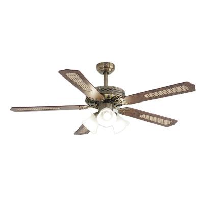 China Classic Metal Ceiling Fan Lamp with Light AC Motor Electric Remote Control for Hotel & Household Use 5 Blades for sale