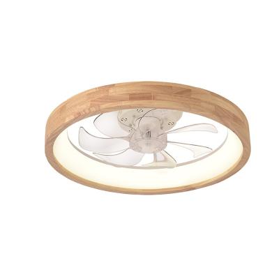 China Japanese-Style LED Ceiling Fan Lamp Solid Wood Modern Nordic for Master Bedroom Living Dining Room 110V Cross-Border Metal for sale