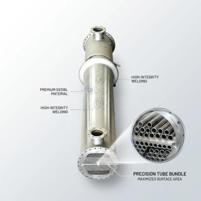 China 316L Stainless Steel Anodic Protection Acid Cooler CD-AP-215 215m2 Exchange Area for 104.5 Percent Oleum Cooling for sale