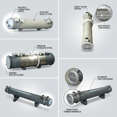 China Shell-Tube Anodic Protection Acid Cooler CD-AP-80 80m² Heat Exchange Area 97% Sulfuric Acid Service Compact Design for sale