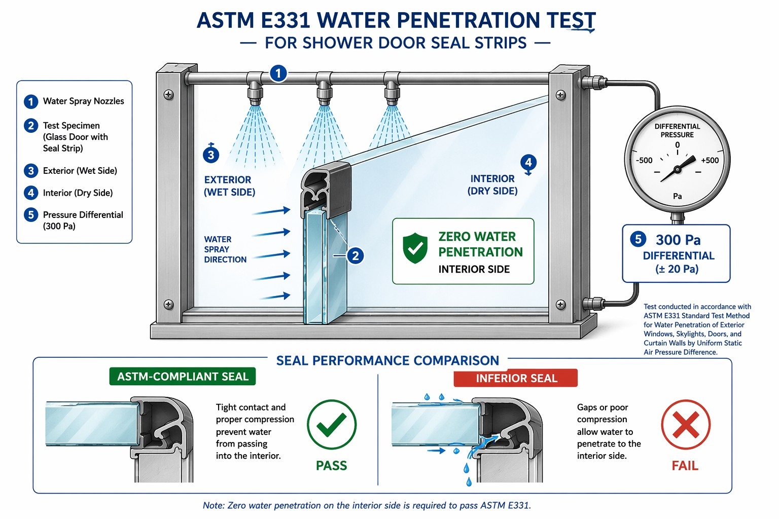 ASTM E331 water penetration test diagram