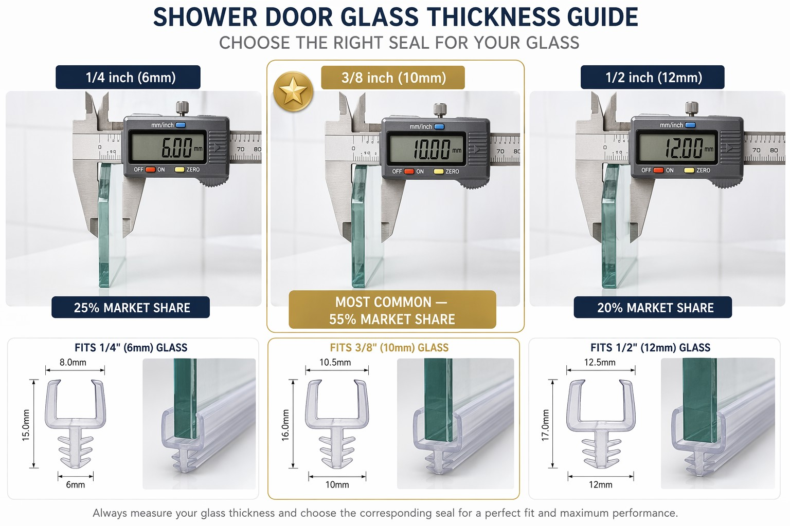 Glass thickness measurement guide