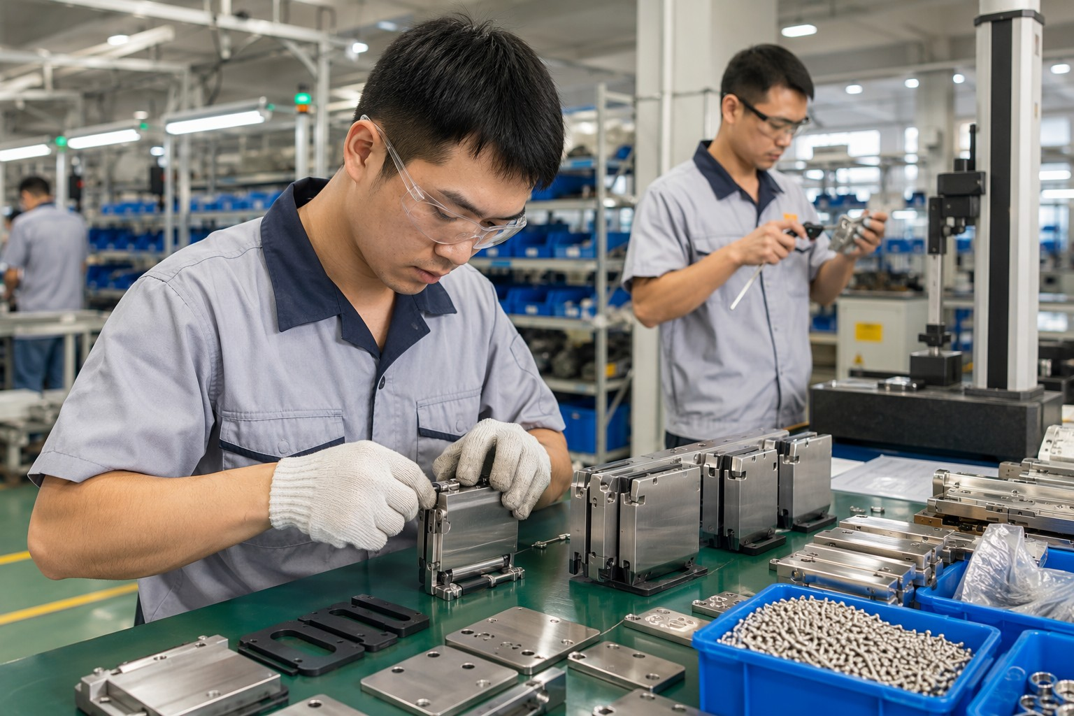 Taky Hardware factory - glass clamp assembly and QC inspection