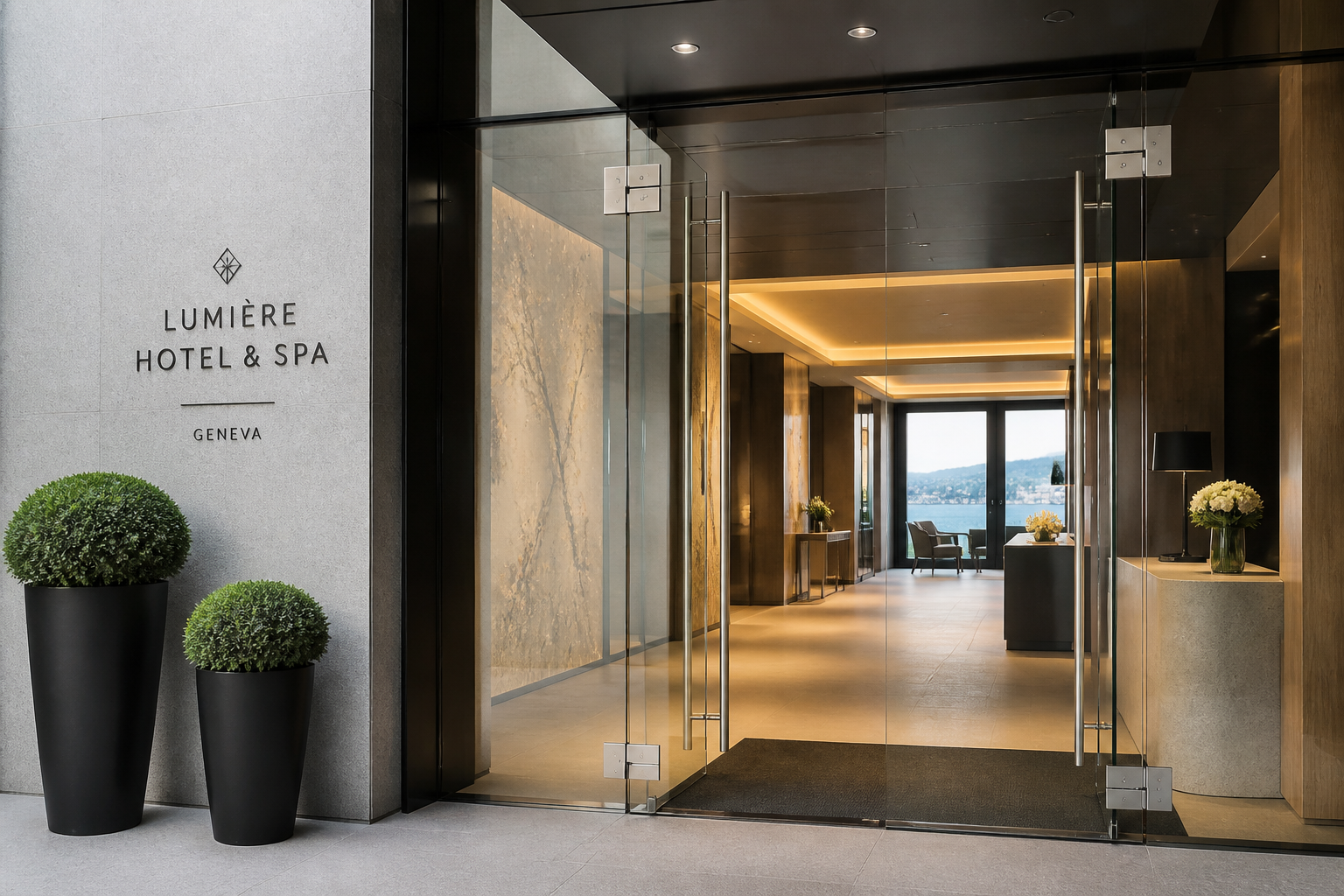 European commercial hotel hospitality architecture and modern architectural glass door fittings 2026