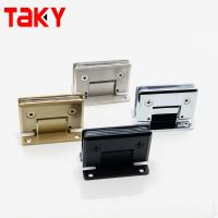 China Matt Black Finish Adjustable Frameless Tempered Glass Door Gate Clamp Shower Room Hinges for sale