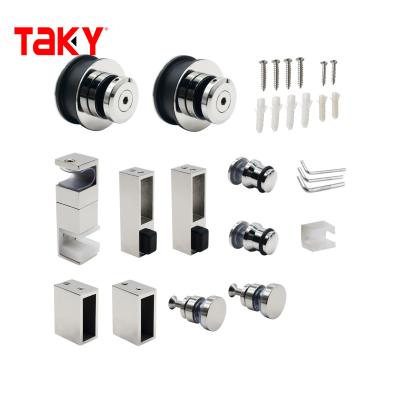 China Silver Shower Sliding Door Fitting Set for Customized Bathroom Enclosure Hardware for sale