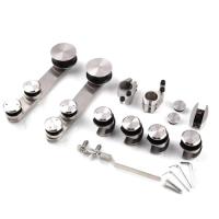 China Frameless Glass Shower Room Rolling Barn Sliding Door Track Hardware Kit with Acrylic Tray for sale