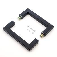 China Door Window Handles 304 Stainless Steel Matt Black Color Square Tube Glass Door Handle for sale