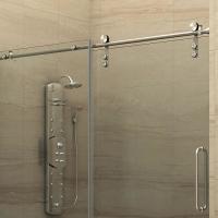 China Frameless Glass Shower Room Rolling Barn Sliding Door Track Hardware Kit with Acrylic Tray for sale