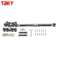 China Iron Nylon Furniture Wardrobe Door Hanging Track Double Single Soft Closing 8 Wheel Sliding Door Pulley Damper Rollers for sale