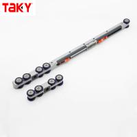China Iron Nylon Furniture Wardrobe Door Hanging Track Double Single Soft Closing 8 Wheel Sliding Door Pulley Damper Rollers for sale