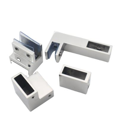 China Frameless Clamp Connector Glass Hinge for 5MM Glass Thickness F Shape Glass Fitting for sale