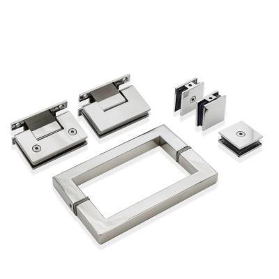 China Open Style Hinge Glass Door Square Handle Kit for Whole Set Stainless Steel Shower for sale