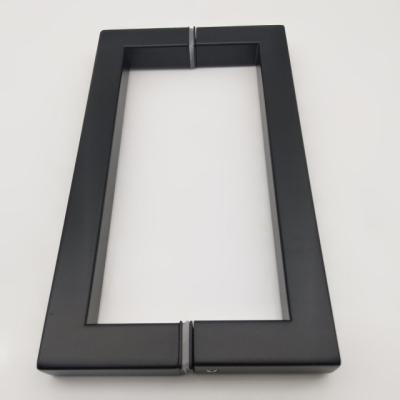 China Hotel 8 inch Black Matte D type Stainless Steel 304 Glass Door Handle for Shower Room for sale