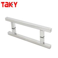 China Villa Square Glass Door Handle Stainless Steel 304 Chrome Handle For Tempered Glass Door for sale