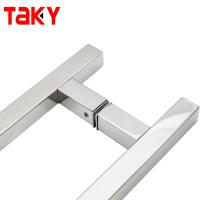 China Villa Square Glass Door Handle Stainless Steel 304 Chrome Handle For Tempered Glass Door for sale