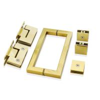 China Modern Design Glass Hinge 90 degree Stainless Steel Shower Kit with Gold Hardware Fittings for sale