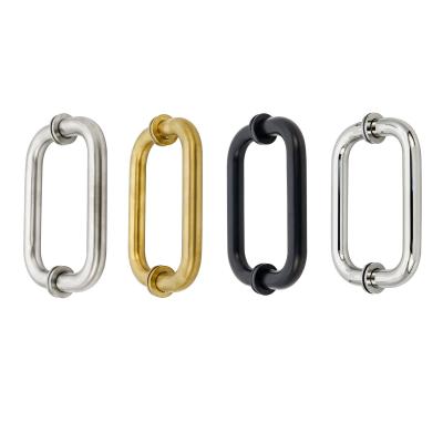 China 304 Stainless Steel Satin Gold Round Back to Back Pull Glass Door Handle for Hotel Spa for sale