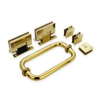 China Brushed Nickel Finish Stainless Steel Shower Hinge and Glass Clamp Kit for Glass Door for sale