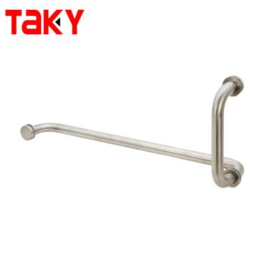 China Hotel Silver Shower Enclosure Room Glass Door Back to Back Towel Bar Pull Handle for sale