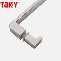 China 12mm Glass Thickness Stainless Steel Rectangular Tube Bar Glass Door Straight Single Sided Pull Handle for sale