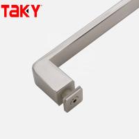 China 12mm Glass Thickness Stainless Steel Rectangular Tube Bar Glass Door Straight Single Sided Pull Handle for sale