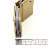 China Secure Door Closure 8-12MM Glass Brushed Gold Shower Frameless Glass Door Pivot Hinge for sale