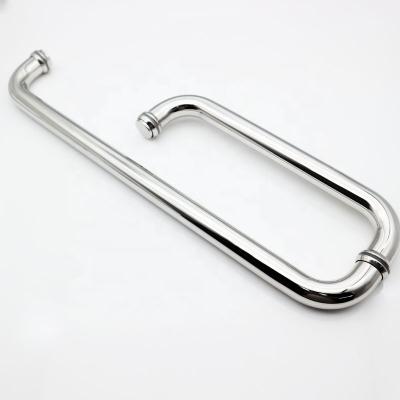 China TK-C040 Round Stainless Steel Shower Room Glass Push Pull Handle with Polish Finish for sale