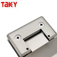 China Brushed Nickel Glass Hinge 135 Degree Opening Angle Ideal for Glass Shower Enclosures for sale