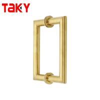 China Polish Finish Long Main Entrance Door Handle with 203*203mm Rose Gold Pull Handle for sale