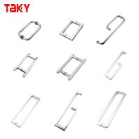 China 6-14mm Glass Thickness Steel Square L Shape Big Twin Glass Door Flush Pull Shower Door Handles for sale