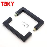 China Matt Black Stain Back To Back Sliding Shower Glass Door Square Pull Handle 6 8 Inches for sale