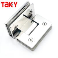 China Hotel Silver 90 Degree Brass Shower Bathroom Glass Door Hinges with High Load Capacit for sale