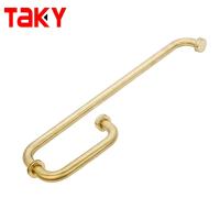 China Hotel Bathroom Glass Door Handle Golden Door Pull Handle for Shower Room Bathroom for sale