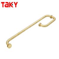 China Hotel Bathroom Glass Door Handle Golden Door Pull Handle for Shower Room Bathroom for sale